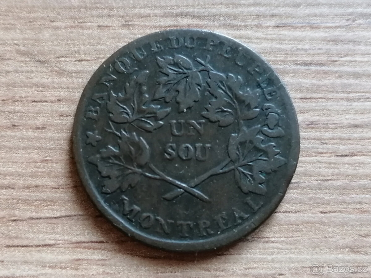 1 Sou 1837 Bas Canada Banque du Peuple Montreal mince Kanada - Ústí nad ...