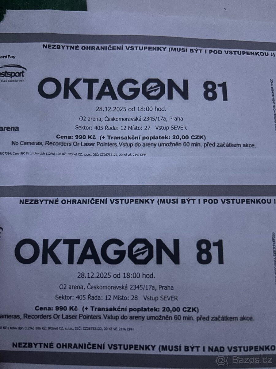 Oktagon 81 O2 aréna 2xticket vedle sebe - Olomouc | Bazoš.cz