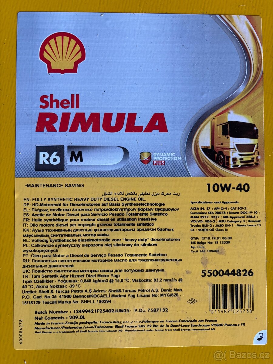 Motorový olej Shell Rimula R6 M 10W-40 - Hradec Králové | Bazoš.cz