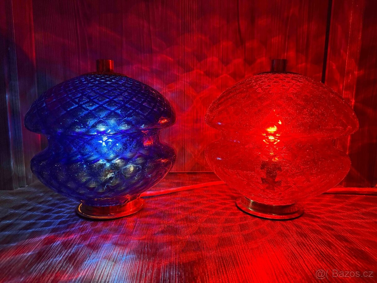 Lampy - skleněné - orientální - 70. léta - červená a modrá - Jihlava ...