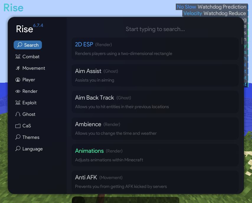 Minecraft cheat - Rise v6 - Kolín | Bazoš.cz